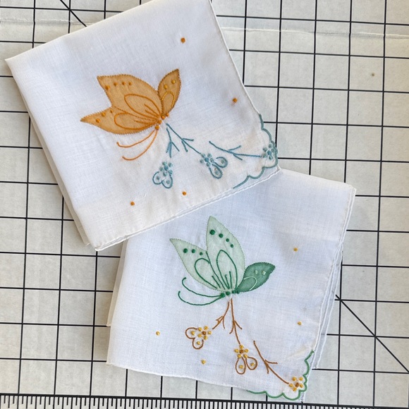 Accessories | Vintage Madeira Handembroidered Butterfly Handkerchiefs ...